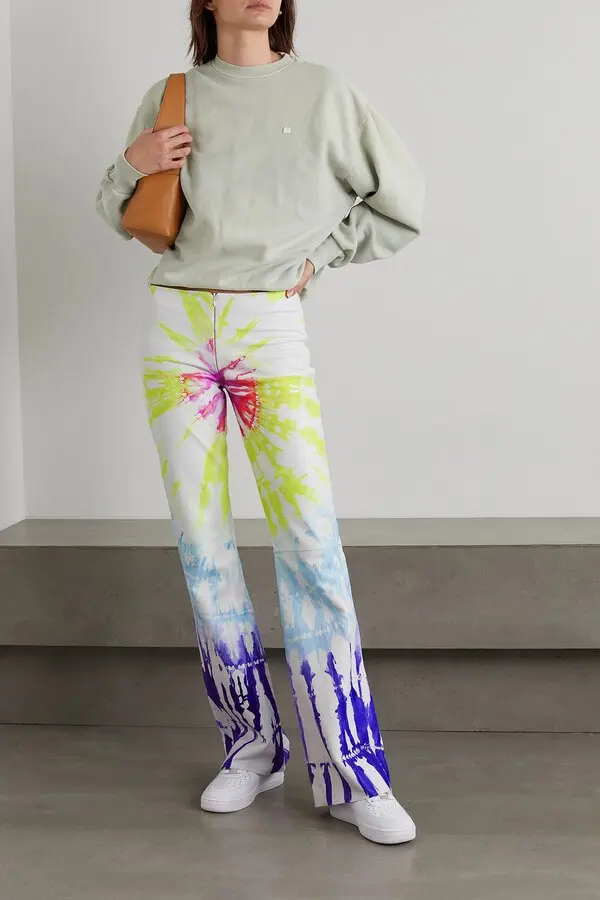 CONNER IVES Tie-dyed Leather Flared Pants