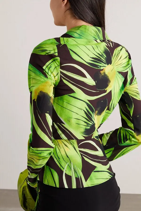 LOUISA BALLOU Printed Wrap Blouse