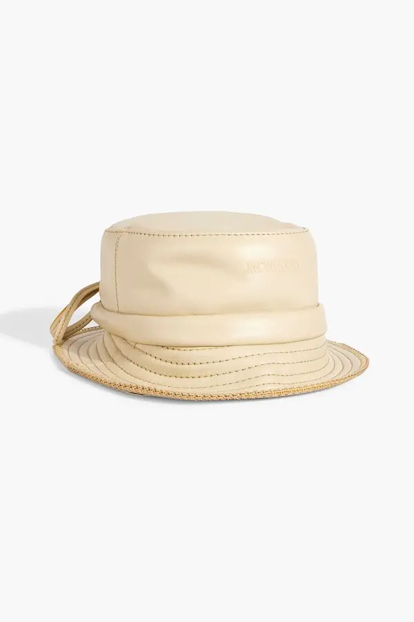 Jacquemus Leather Bucket Hat In Beige - 50% Off | Editorialist display picture 3