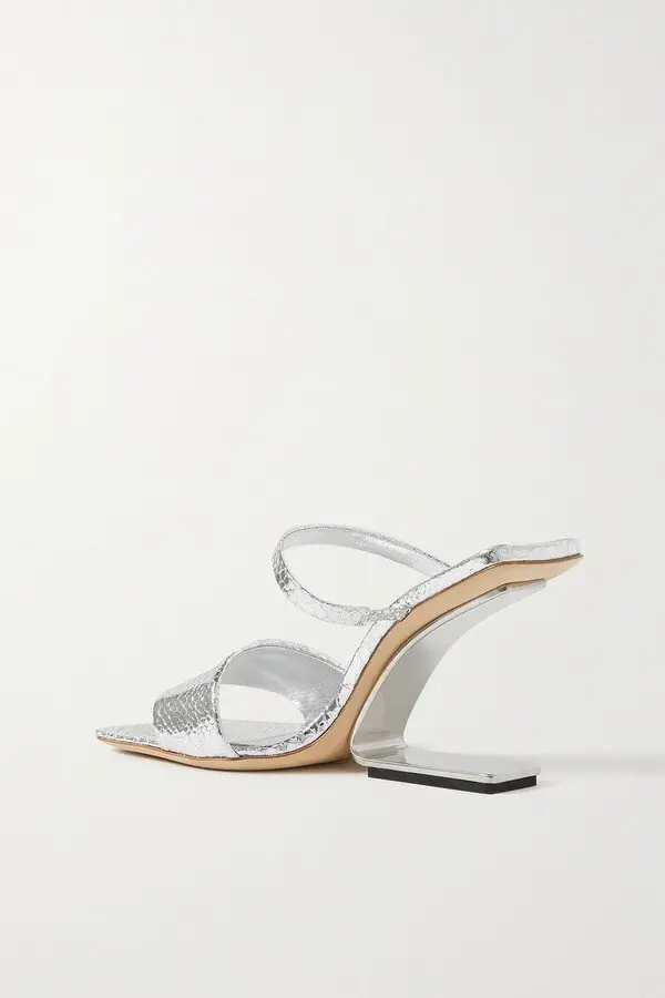 Cult Gaia Rene Metallic Snake-effect Mules