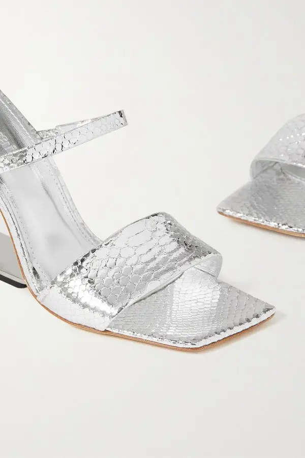 Cult Gaia Rene Metallic Snake-effect Mules