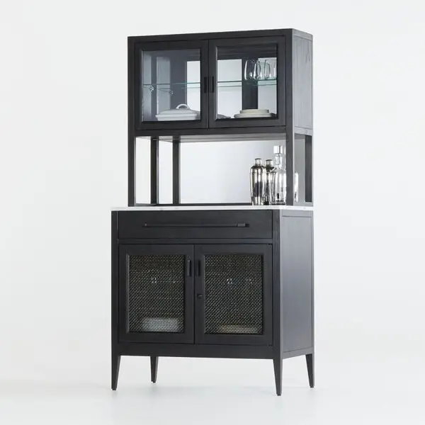 Crate & Barrel Enzo Bar Cabinet With Hutch