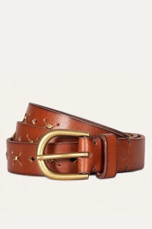 The Frye Company 25mm Beaded Perf Leather Belt - Black  display picture 1
