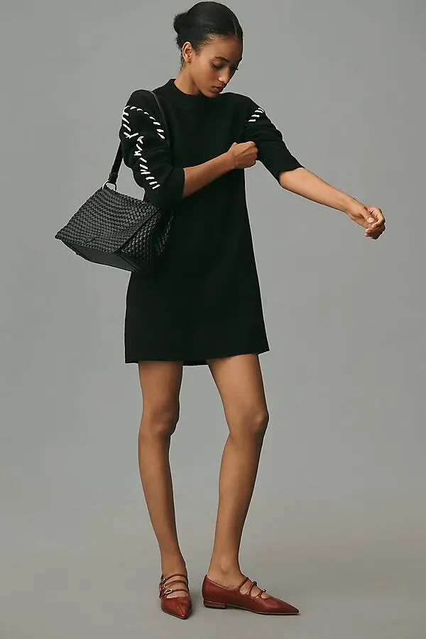 boden cable knit dress Winifred Frilled Knitted Dress-Coffee Bean