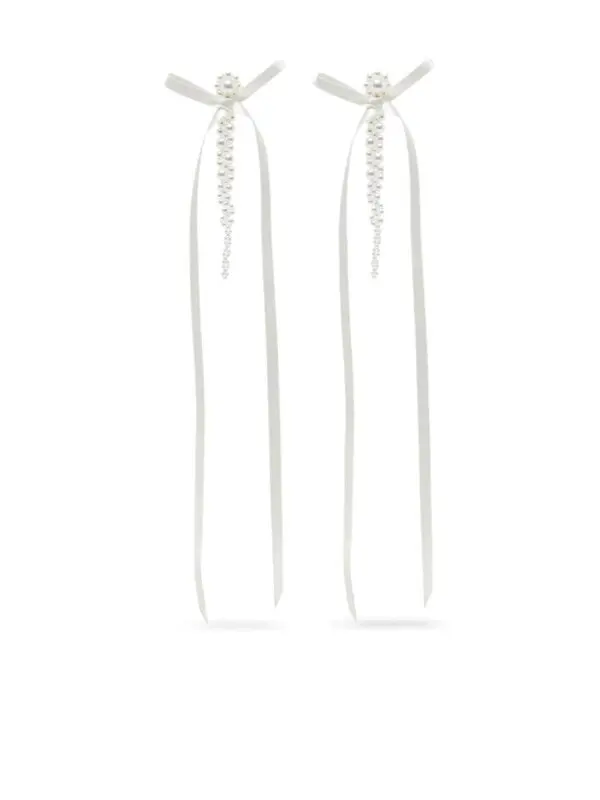 Simone Rocha Bow Ribbon Drip Earrings - White