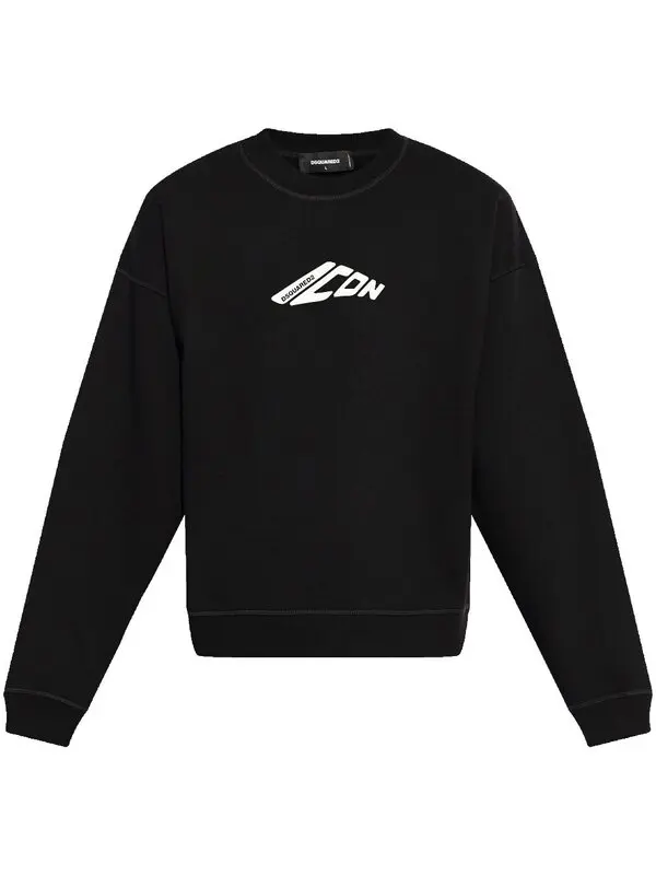 Dsquared2 Cotton Stamp-effect Graphic Print Crew Neck Sweatshirt - Black
