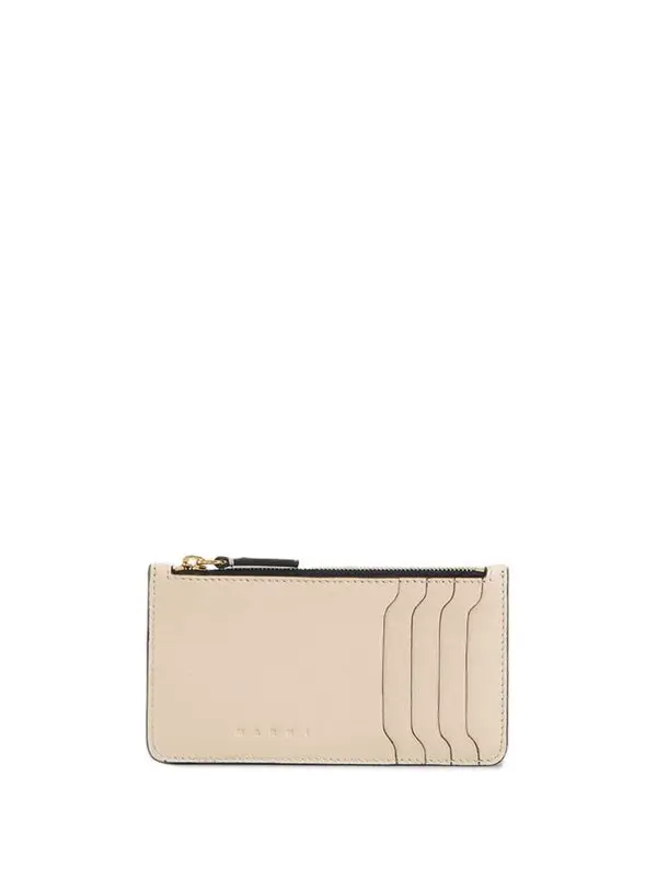 Marni Zipped Leather Card Case - Neutrals