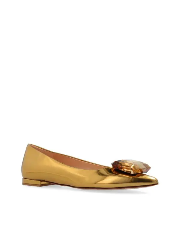 Gianvito Rossi 10mm Gem-Embellished Ballerinas Gold Editorialist