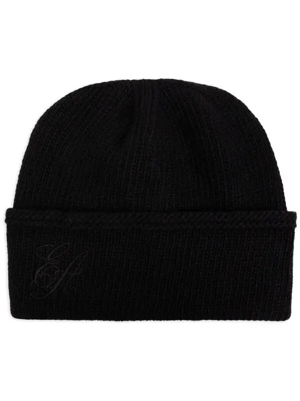 Emporio Armani Embroidered-logo Wool Beanie - Black