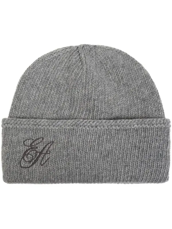 Emporio Armani Embroidered-logo Wool Beanie - Grey