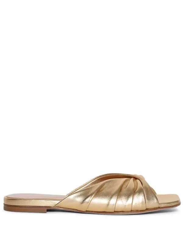 GIANVITO ROSSI Draped Metallic Flat Mules