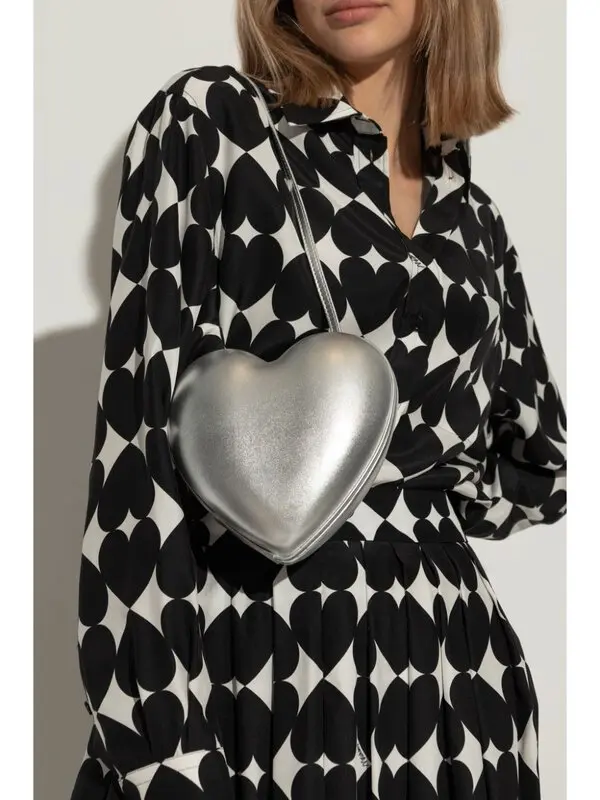 Moschino Heart-shaped Shoulder Bag - Silver