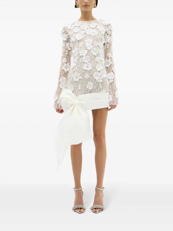 Rachel Gilbert Landon Bow Mini Dress - White | Editorialist