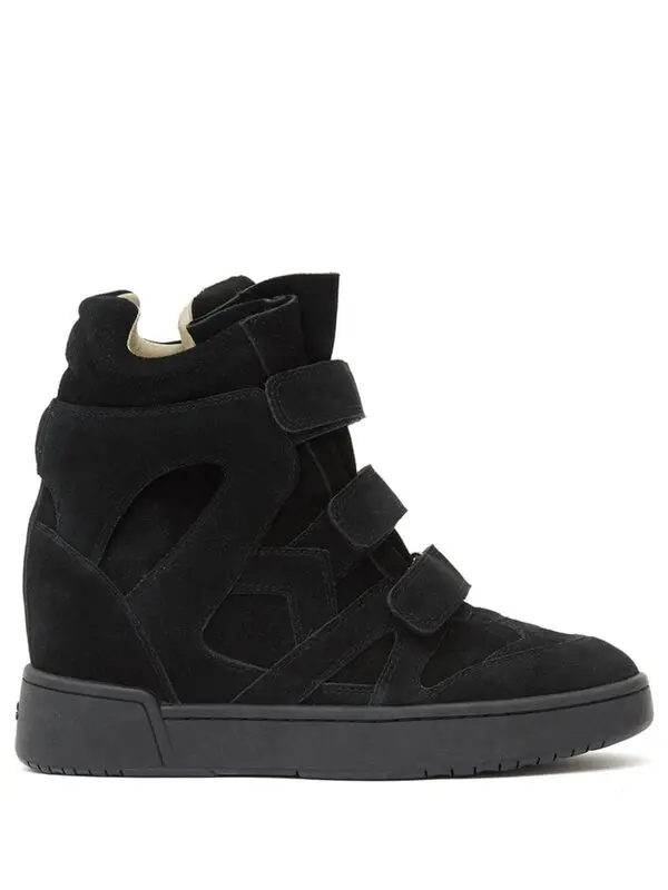 Isabel Marant Étoile High Top Wedge Sneakers With Touch Fastening - Black