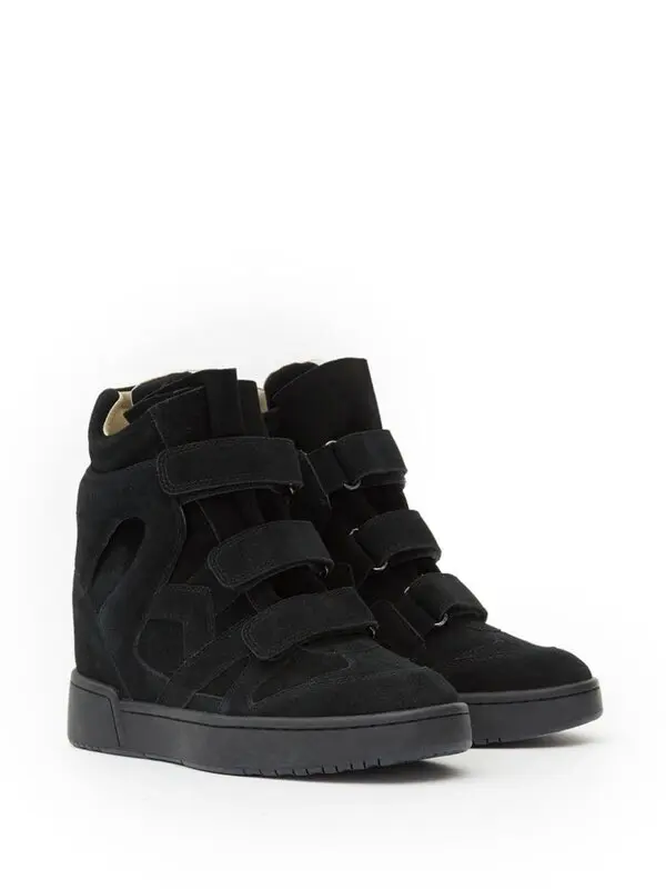 Isabel Marant Étoile High Top Wedge Sneakers With Touch Fastening - Black