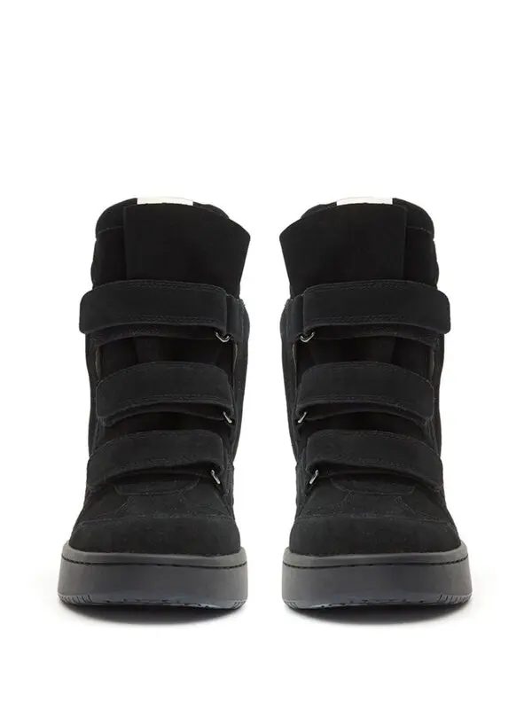 Isabel Marant Étoile High Top Wedge Sneakers With Touch Fastening - Black