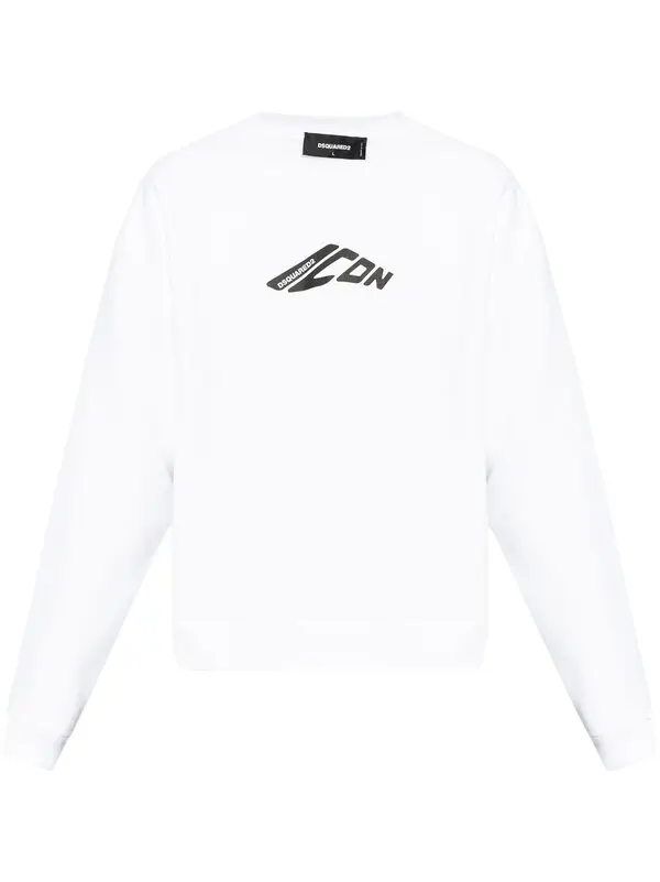 Dsquared2 Cotton Blend Crewneck Sweatshirt With Graphic Stamp - White