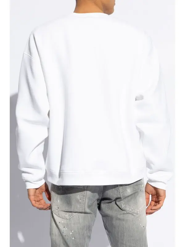 Dsquared2 Cotton Blend Crewneck Sweatshirt With Graphic Stamp - White