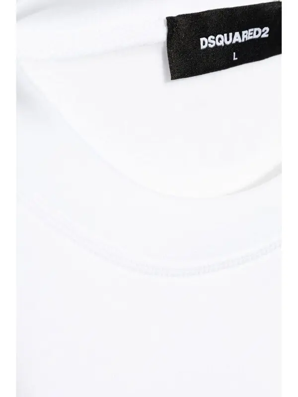 Dsquared2 Cotton Blend Crewneck Sweatshirt With Graphic Stamp - White
