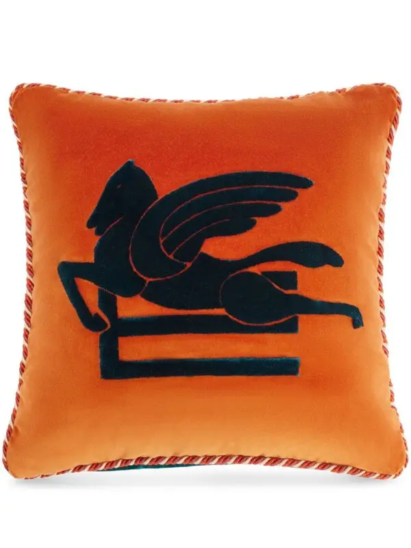 Etro Embroidered Cushion - Orange