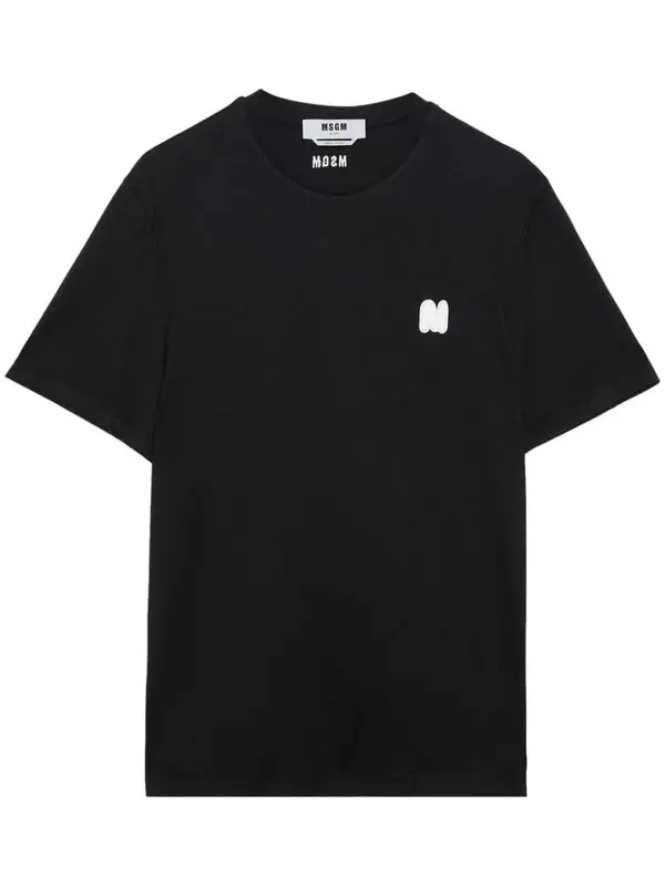 MSGM Logo-appliqué Cotton T-shirt - Black