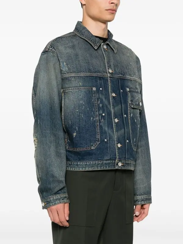 Givenchy Distressed Denim Jacket - Blue