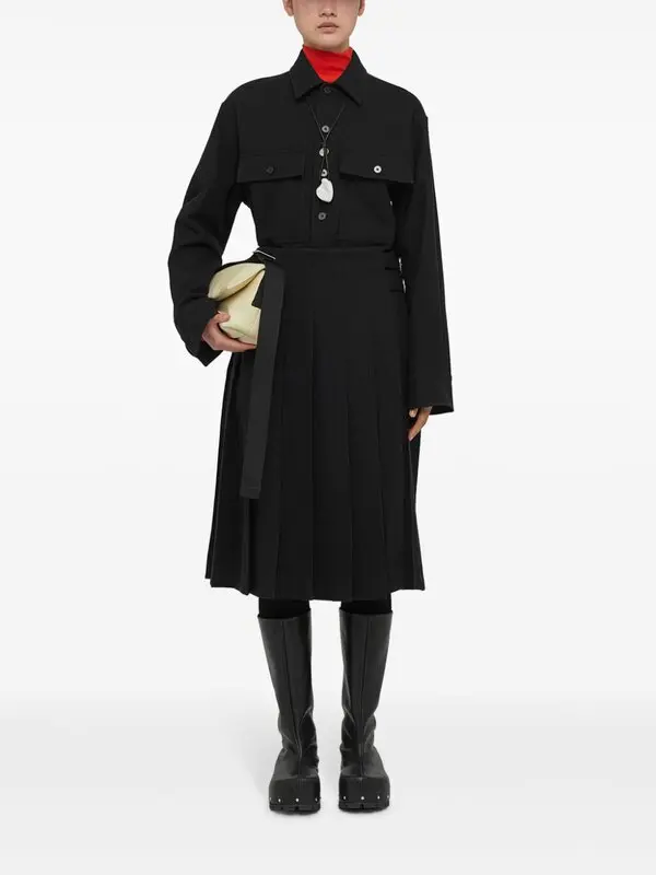 JIL SANDER High-waist Pleated Midi Skirt
