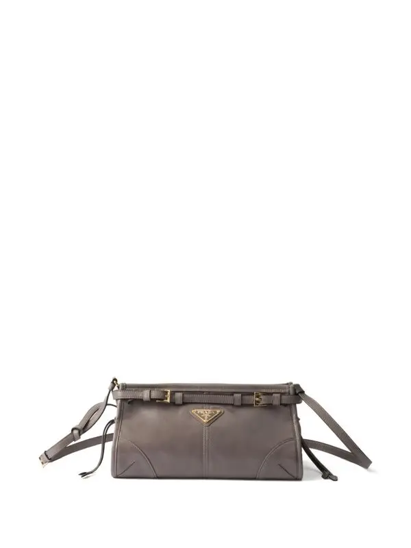 Prada Small Leather Shoulder Bag - Grey