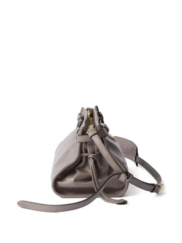 Prada Small Leather Shoulder Bag - Grey