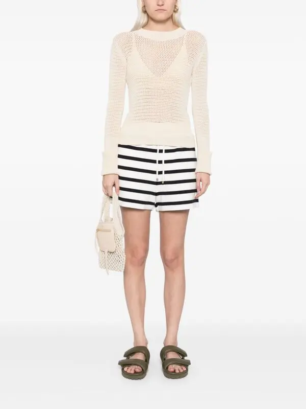 FRAME Striped Varsity Shorts - White