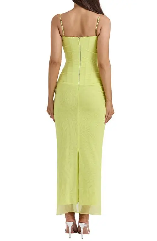 House Of Cb Nalini Mesh & Lace Corset Gown - Limeade