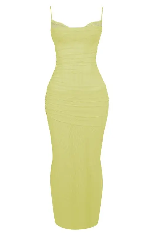House Of Cb Nalini Mesh & Lace Corset Gown - Limeade