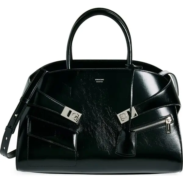 FERRAGAMO Medium Satchel Bag With Zip Pocket