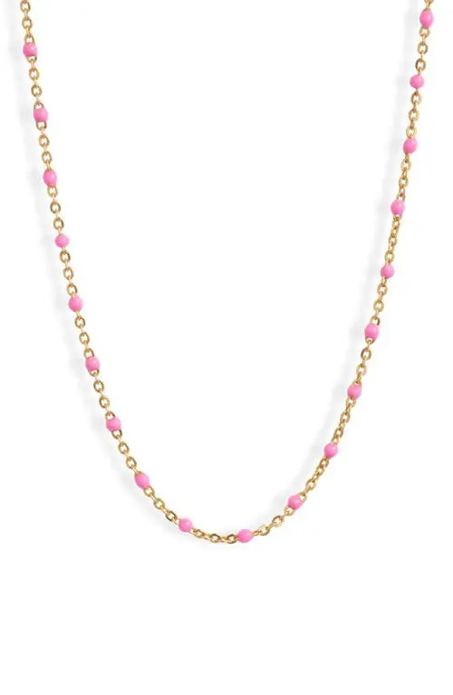 SET & STONES Kaz Bead Station Chain Necklace - Gold/pink