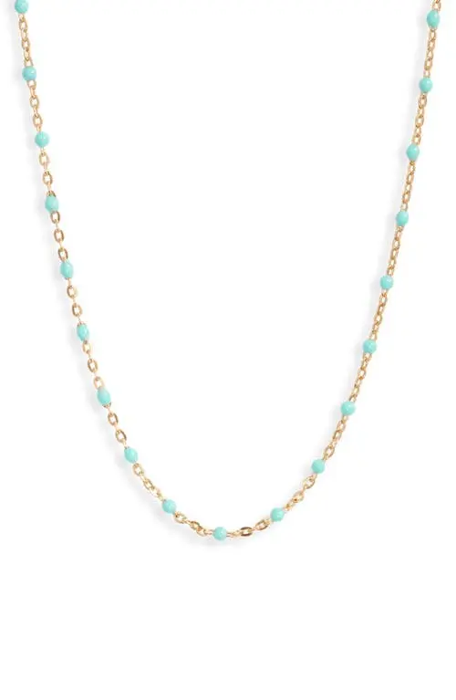 SET & STONES Kaz Bead Station Chain Necklace - Gold/turquoise