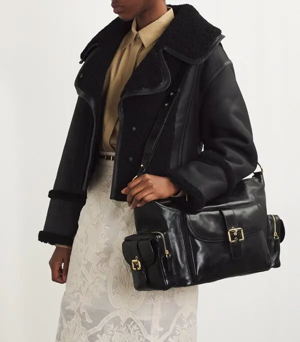 Chloé Large Leather Camera Shoulder Bag - Black