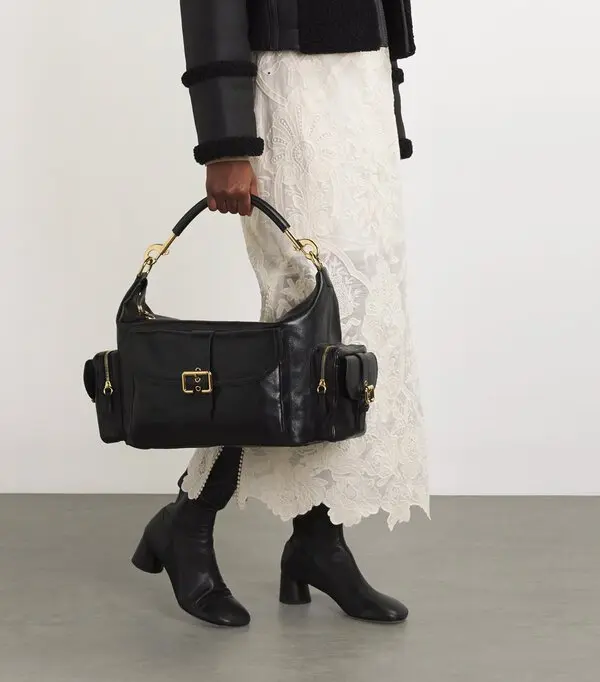 Chloé Large Leather Camera Shoulder Bag - Black