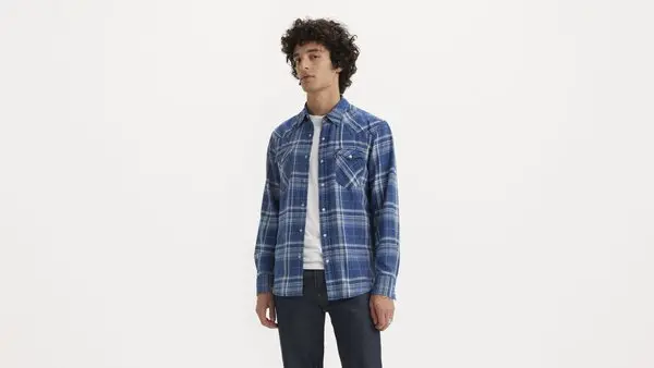 LEVI'S Classic Standard Fit Western Shirt Chambray - Crater Indigo Plaid