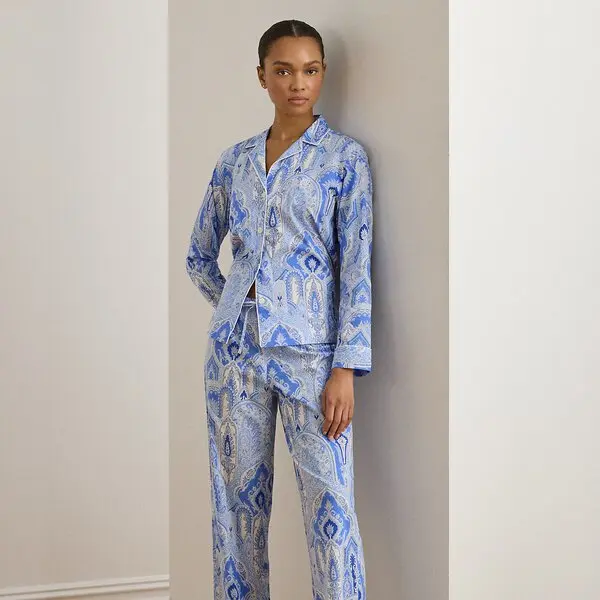 Ralph Lauren Cotton-blend-lawn Sleep Set - Blue Paisley