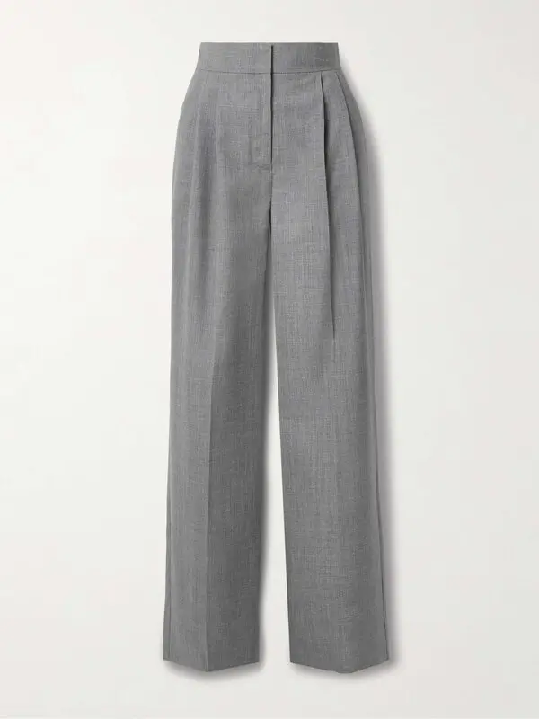 Erdem Pleated Wool Straight-leg Trousers