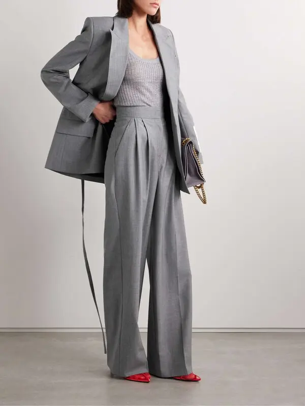 Erdem Pleated Wool Straight-leg Trousers