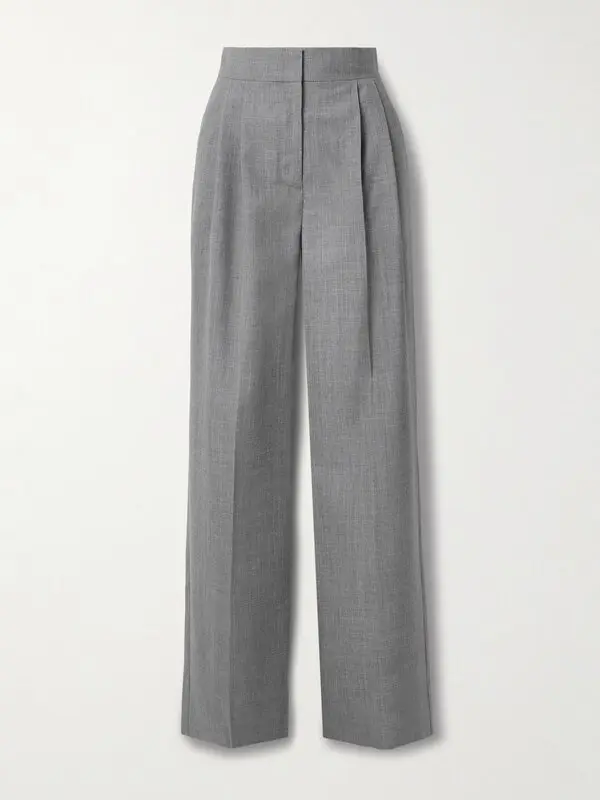 Erdem Pleated Wool Straight-leg Trousers
