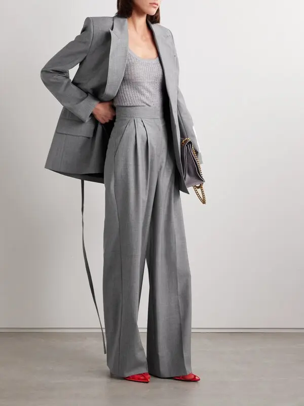 Erdem Pleated Wool Straight-leg Trousers