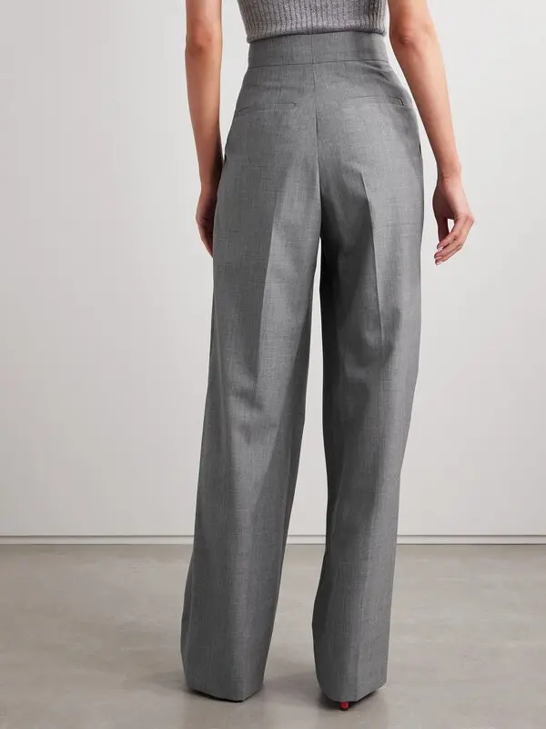 Erdem Pleated Wool Straight-leg Trousers