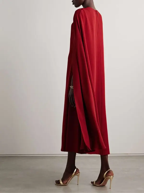 Cape-effect Midi Dress - Claret