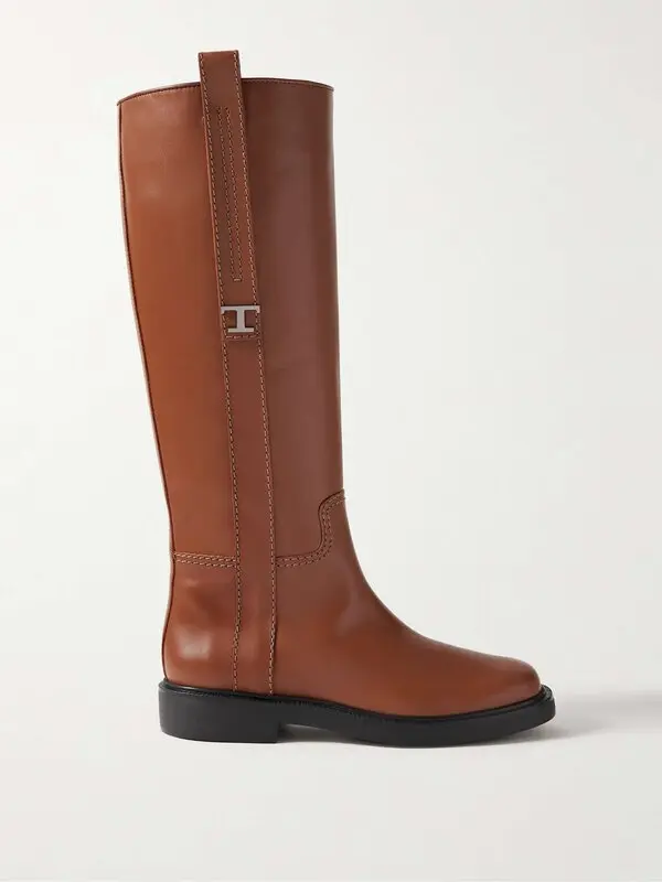 TOD'S Embellished Leather Knee Boots