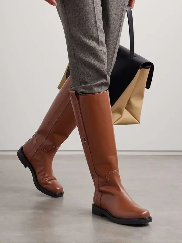 TOD'S Embellished Leather Knee Boots