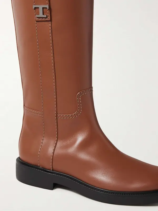 TOD'S Embellished Leather Knee Boots