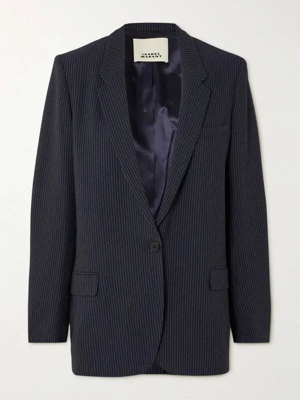 Isabel Marant Omelia Pinstriped Crepe Blazer