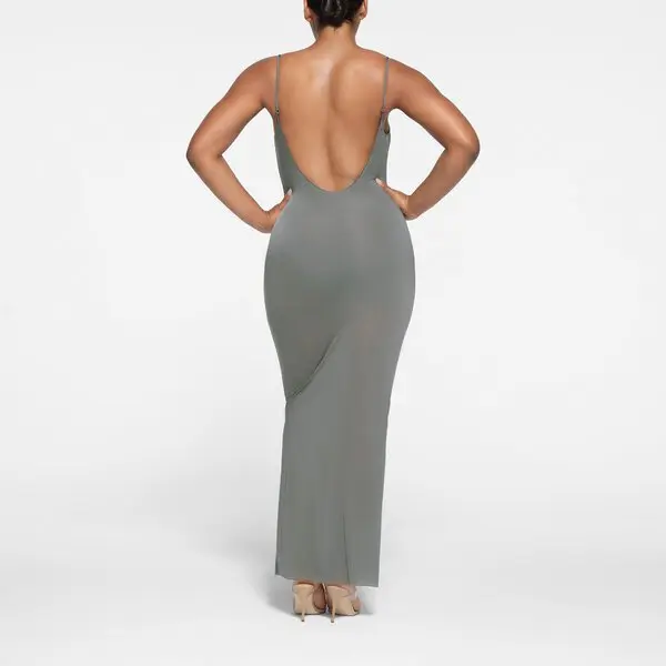 Skims Mock Neck Long Dress - Gunmetal | Editorialist